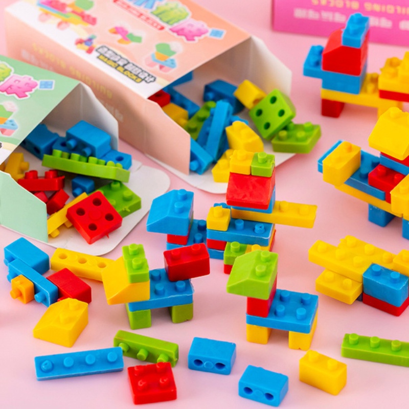 1 Box Children's Creative Eraser Combination Building Block Parts ...