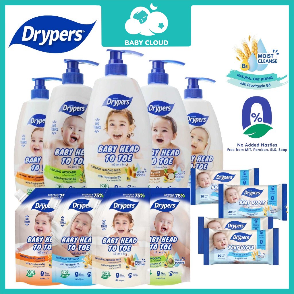 Drypers Baby Head to Toe Oat | Fruit | Avocado | Almond | Shea Butter ...