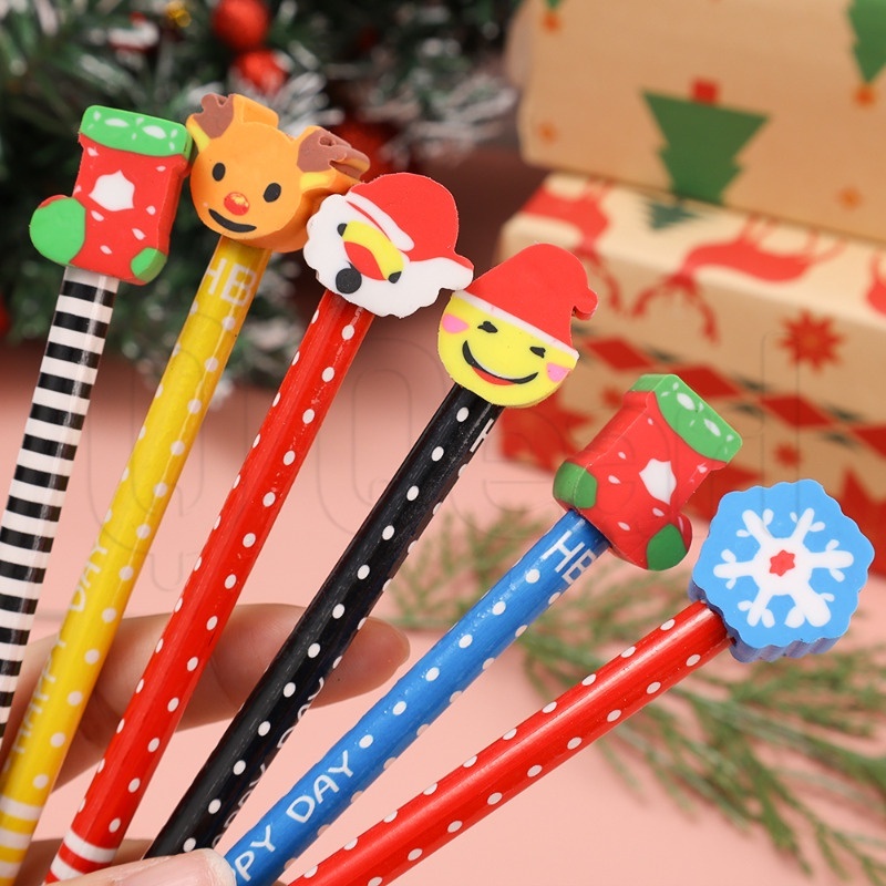 Creative Christmas Series Pencil With Eraser / Removable Eraser Writing ...