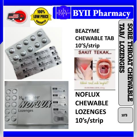 BEAZYME PAPAIN TABLET 10'S / NOFLUX LYSOZYME (PAPASE 150,000 USP UNIT ...