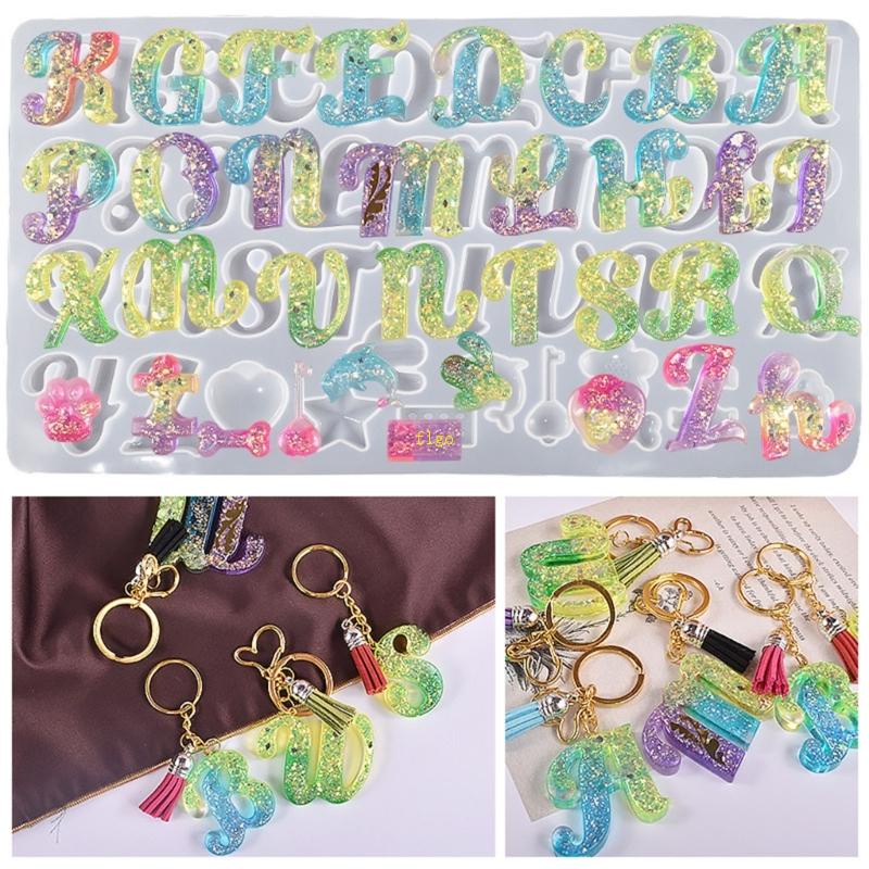 flgo Alphabet Keychain Molds Alphabet Resin Silicone Molds for Epoxy ...