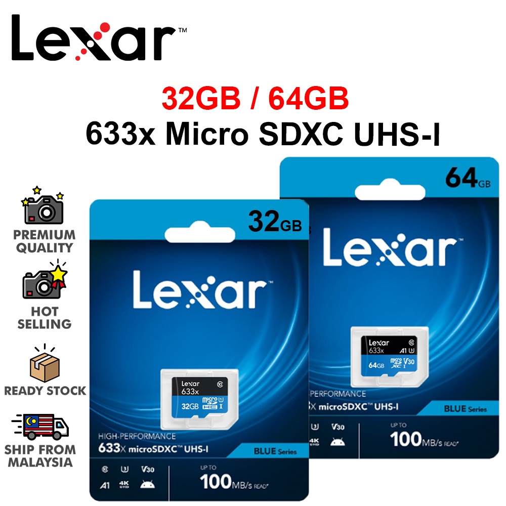 DACD Lexar ® 64GB & 32GB High-Performance 633x A1 100MB/S MicroSDXC UHS-I Memory Card ™ | Shopee ...