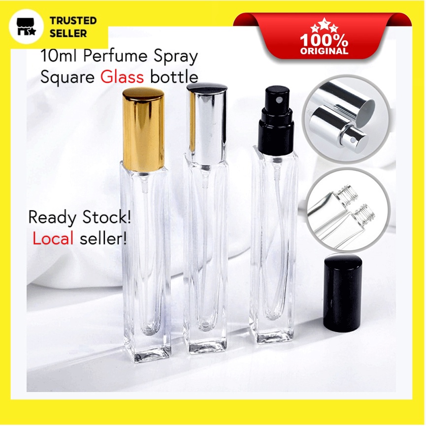 10ml & 5ml Botol Segi Empat Thick Glass Perfume Bottle with Anodized Aluminium Spray Head for ...