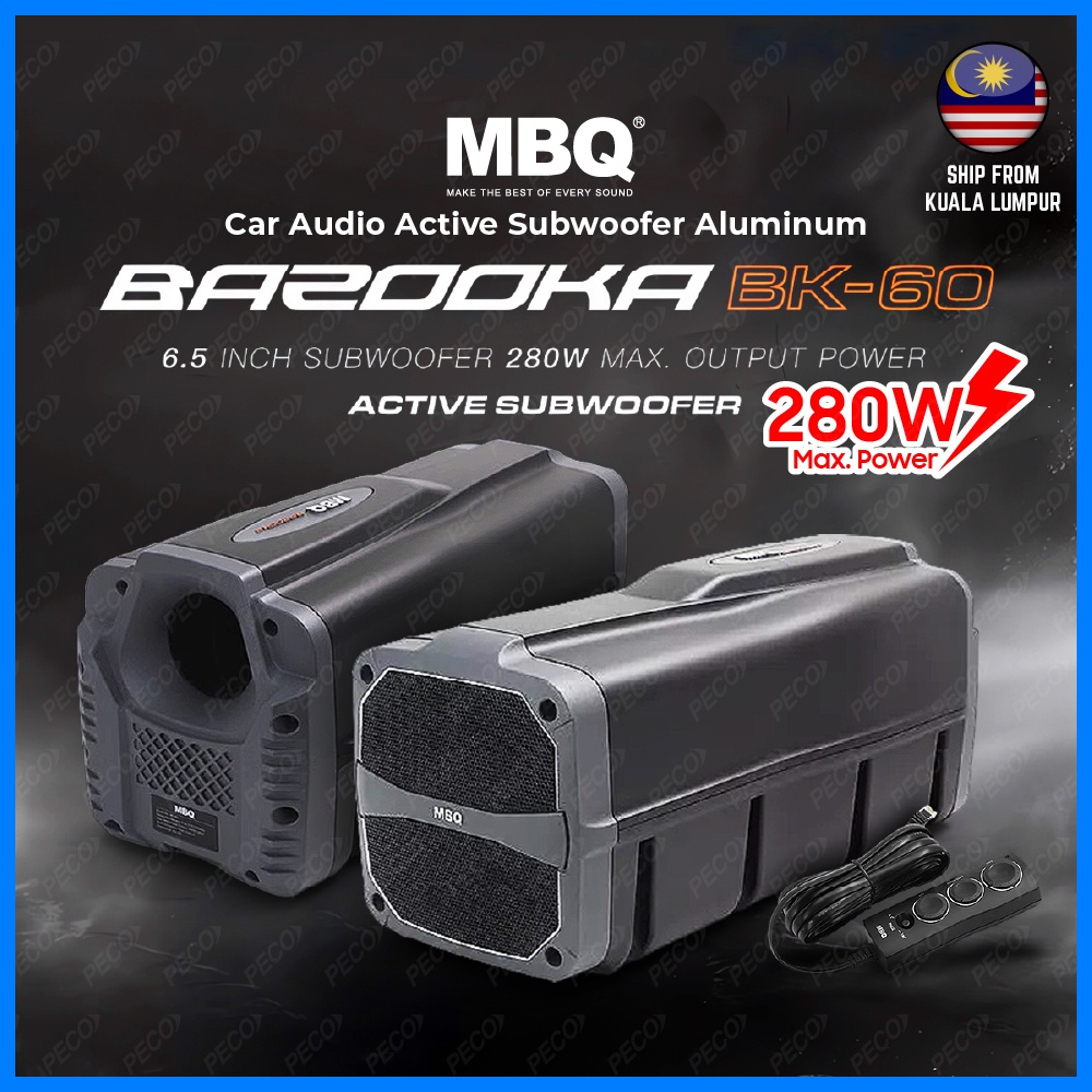 MBQ BK-60 Bazooka Audio Car Active Subwoofer Aluminum Bass Tube Sub ...