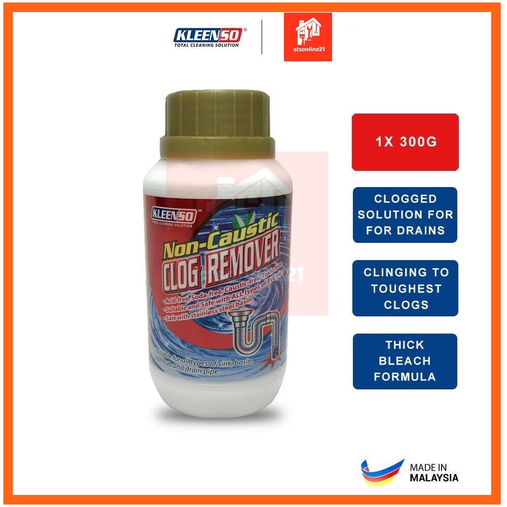 Kleenso Non-Caustic Clog Remover (Powder) 300g Toilet Bathroom Drain ...