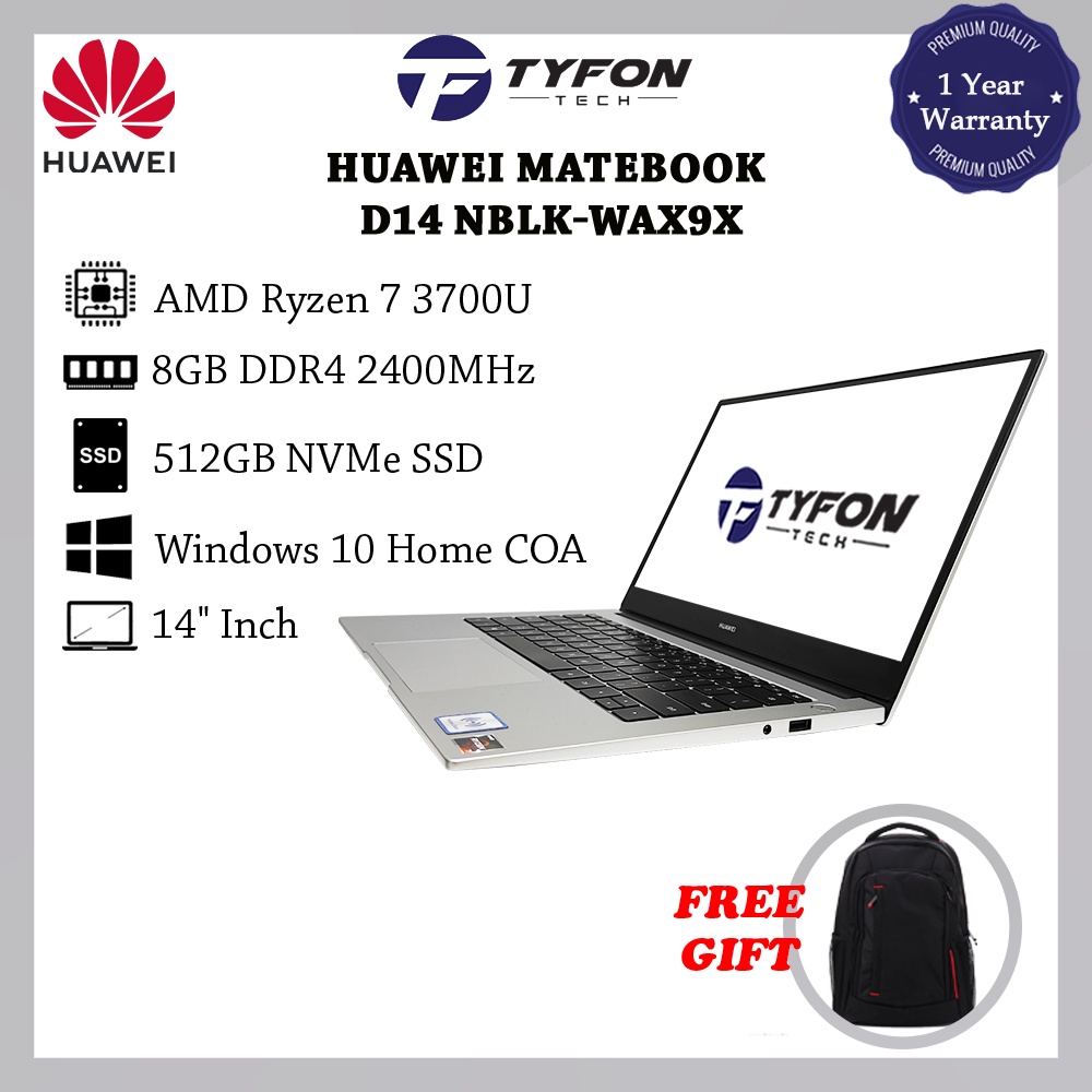 Huawei Matebook D14 NBLK-WAX9X AMD Ryzen 7 3700U 8GB DDR4 RAM 512GB ...