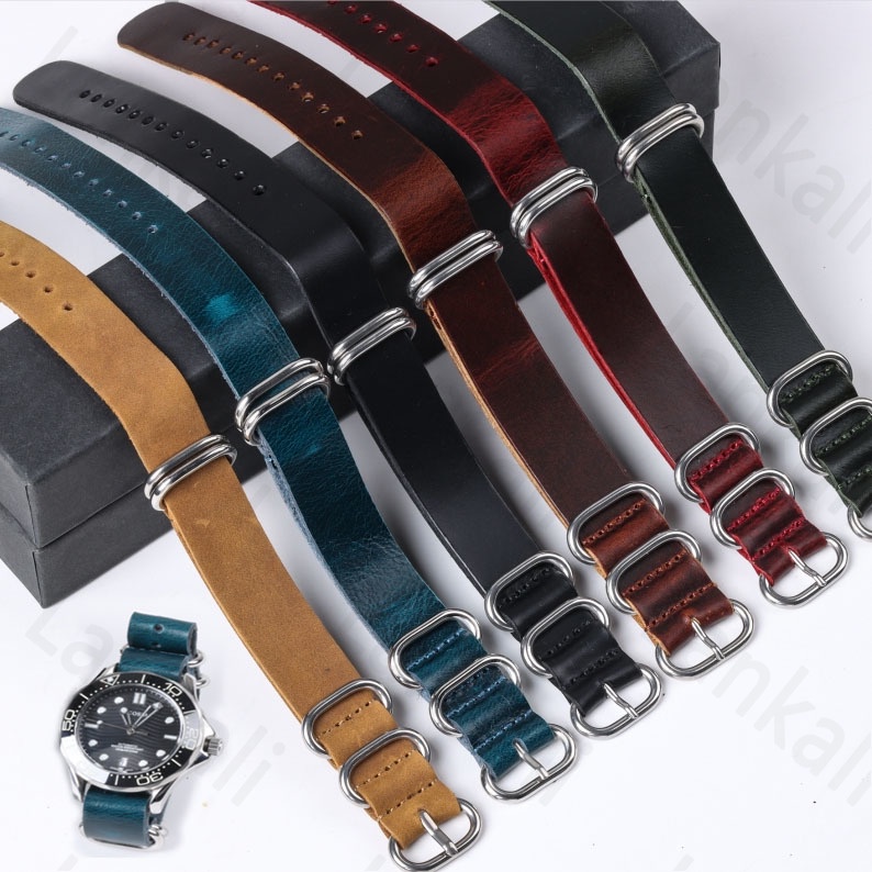 18mm 20mm 22mm 24mm Nato ZULU Genuine Leather Watch Band Vintage Burst ...