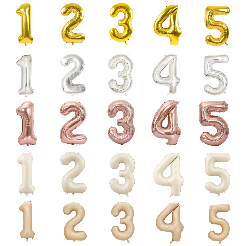 40 Inch Colorful Number Balloon Giant Foil Digital Balloons Gold Silver ...