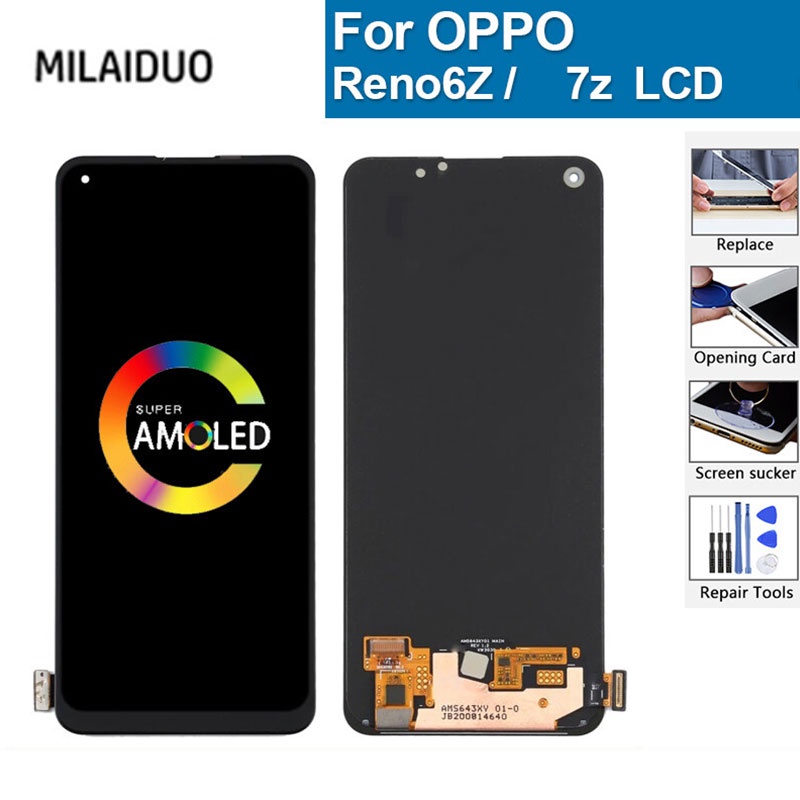 Fingerprint Amoled LCD for OPPO Reno 6Z 5G CPH2237 / Reno 5Z / Reno 5F / Reno 8Z LCD display ...