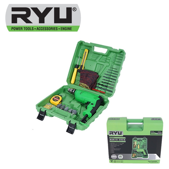 MESIN Ryu Hand Drill Machine RDR10-3REB Variable Drill Set 22pcs 10mm ...