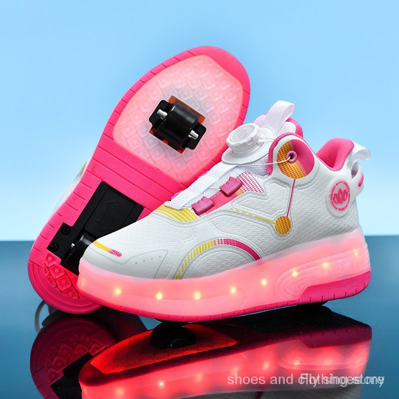 Safe, reliable and fast delivery Children's LED shoes double-wheeled ...