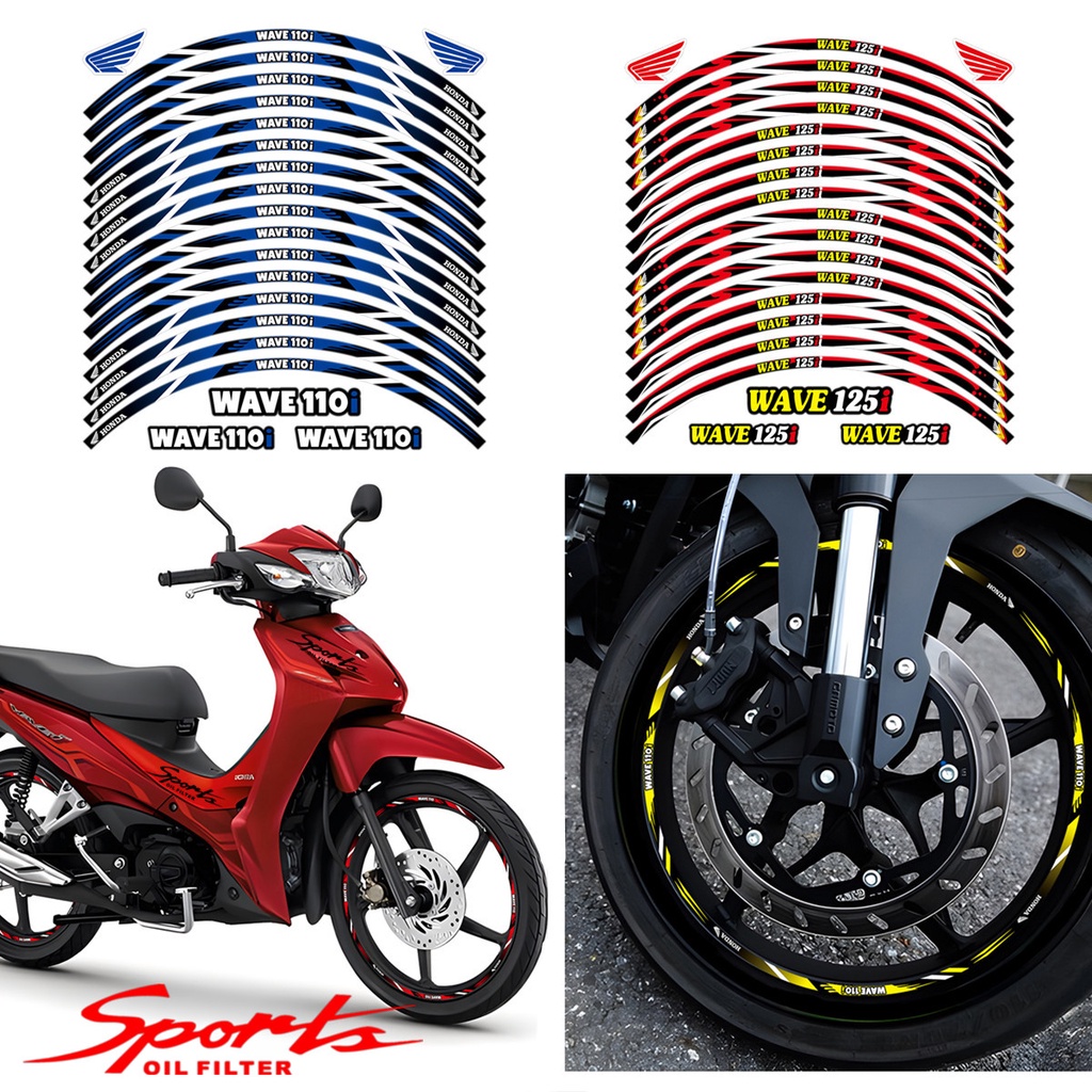 HONDA WAVE125 Wheel Tape Sticker Fairing Set Waterproof Customized ...