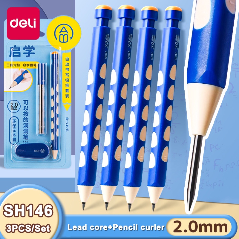 3pcs/set Deli SH146 Pushing Hole Mechanical Pencil Set for Primary ...