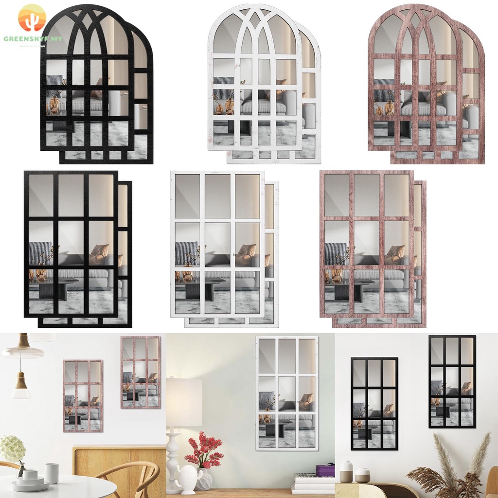 2Pcs Arched Window Mirror Retro Entry Wall Mirror Decal Acrylic ...