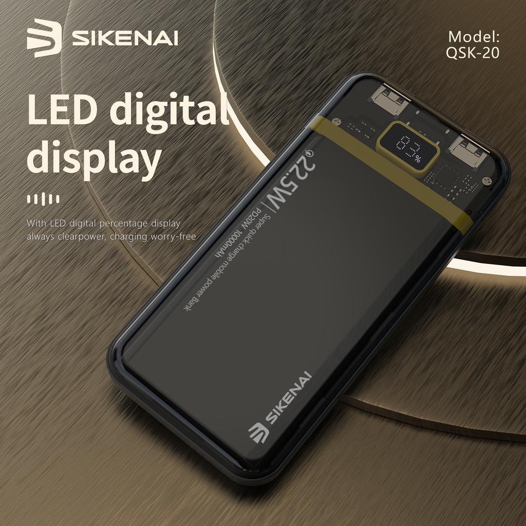 SIKENAI QSK-13 PD20W + 22.5W Fast Charging 10000mAh LED Display ...