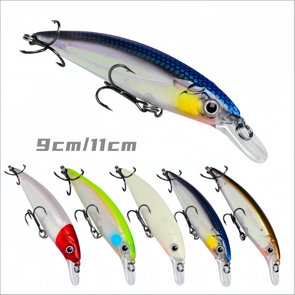 Lure Submerged Minnow 9cm/11cm Luminous Bionic Fake Bait Plastic Hard Bait Fishing Bait Long ...