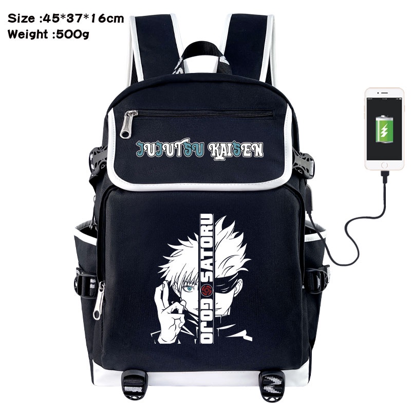 Jujutsu Kaisen Satoru Gojo Itadori Yuji Canvas Cartoon School Bag USB ...