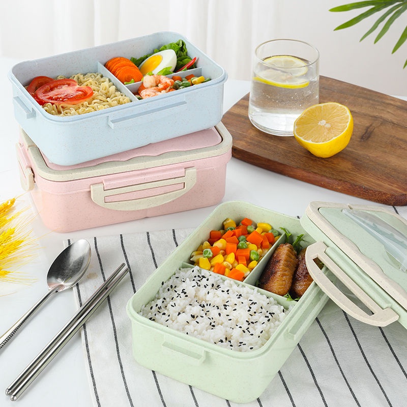 Portable Lunch Box Milk Cup Set 1000mL Divided Bento Box Lunch Box for ...