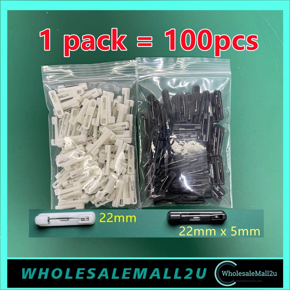Pin 22mm 100pcs Pin For Nametag WHITE and BLACK 22mm x 5mm stainless ...