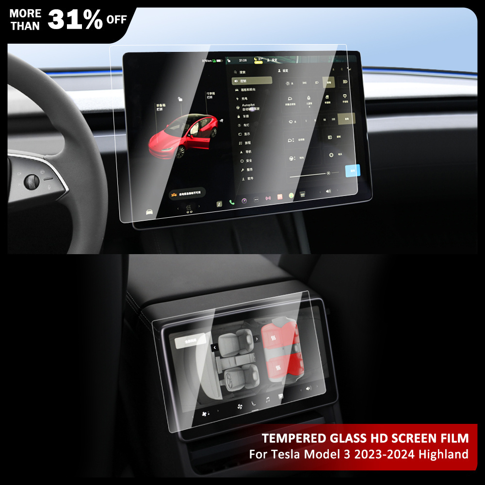 Tempered Glass Screen Film For Tesla Model 3 2024 Highland Center ...