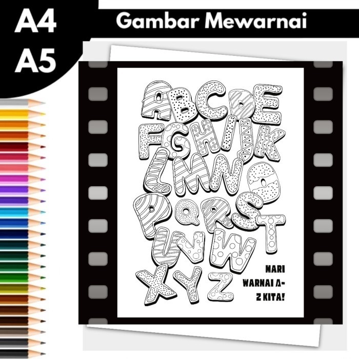 10 sheets of coloring paper, COLORING PICTURES with letter, alphabet ...