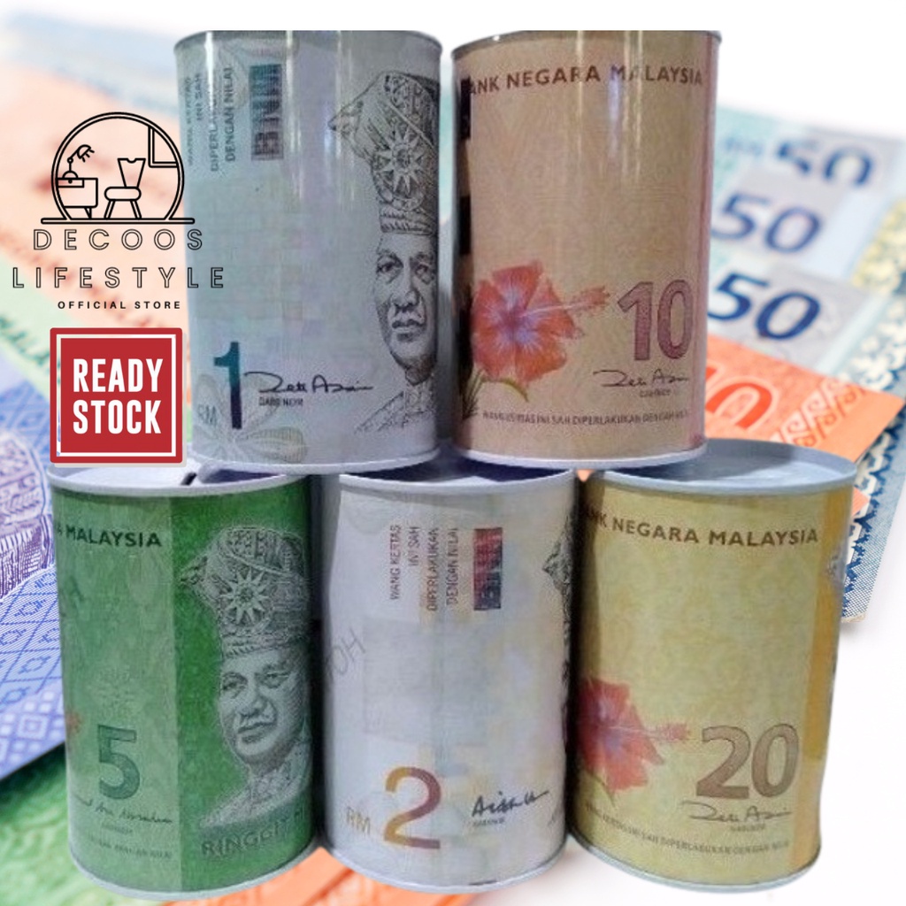 14 x 11cm Tabung Duit Syiling atau Duit Kertas Money Coin Tin Kid Adult ...