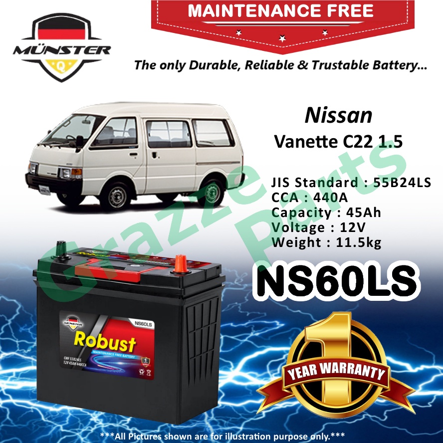 Münster Robust MF CMF NS60LS | 55B24LS (45AH) Car Battery Bateri Kereta ...