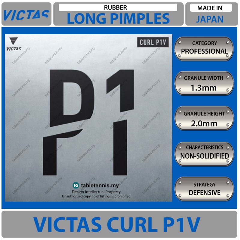 Victas Curl P1V Long pimples Table Tennis Rubber P1 (Formerly known as TSP Curl P-1R) Made In ...