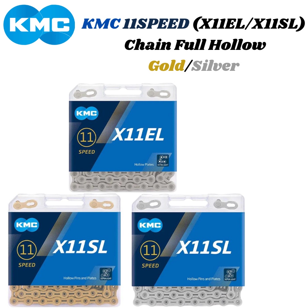 Enhance Your Ride with KMC X11EL/X11SL Full Hollow Chain (Gold/Silver) | Shopee Malaysia