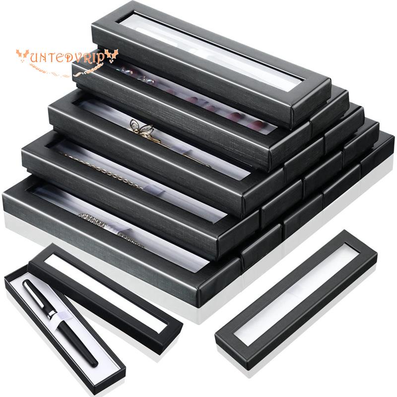 16 PCS Empty Pen Gift Box Cardboard Case Black Paper with Clear Window ...
