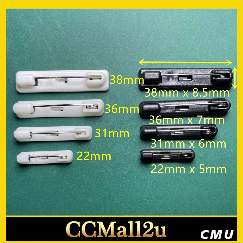 Nametag Pin 22mm Plastic Pin 31mm 36mm 38mm White and Black Stainless ...