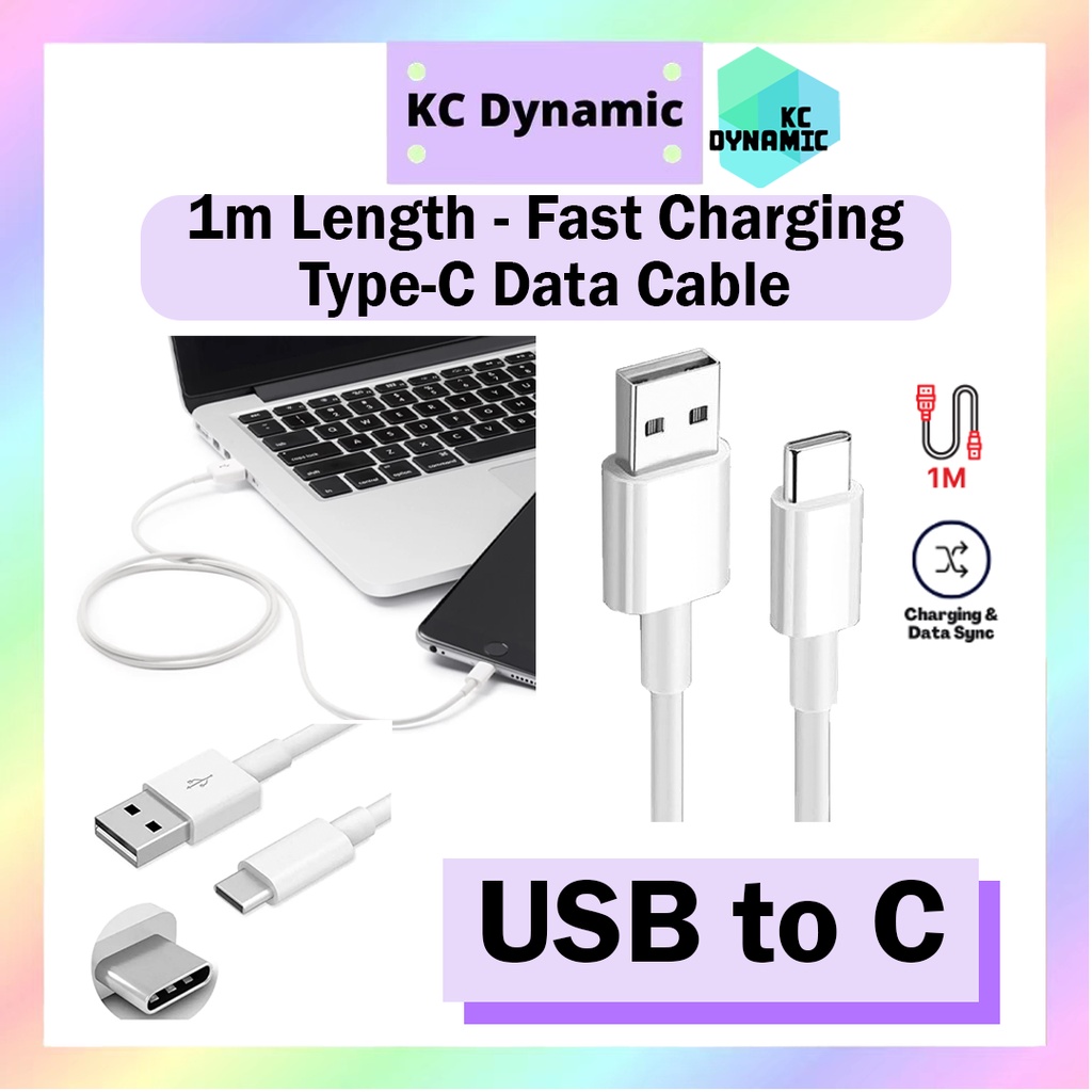 USB Type-C Cable Fast Charging Cable 2.4A USB Data Cable QC 100cm 1m ...