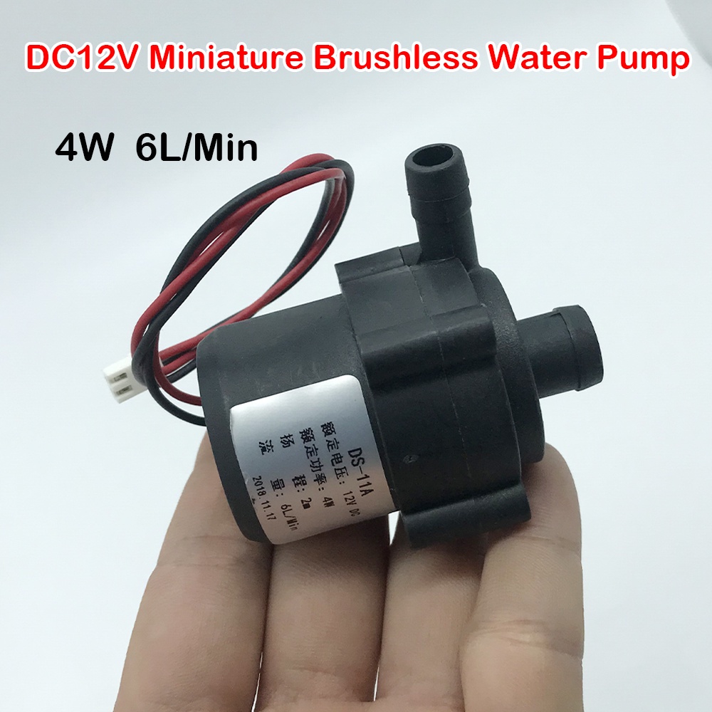360L/H 2m DC 12V 4W Water Pump Micro Brushless Motor small impeller ...