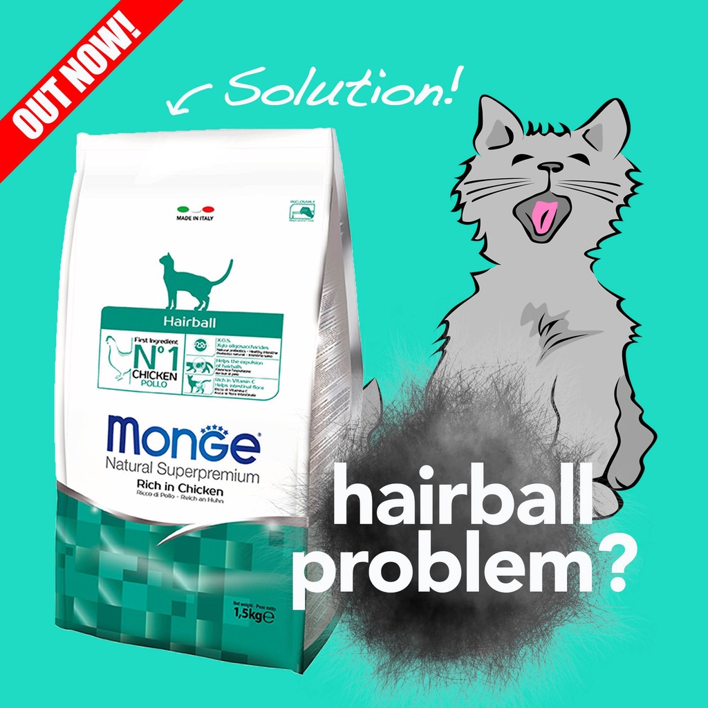 (Exp 12/2025) 1.5KG - MONGE CAT (INDOOR/ KITTEN/ HAIRBALL)(Chicken) - CAT DRY FOOD | Shopee Malaysia
