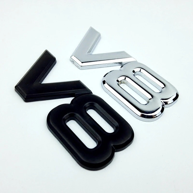 2024 NEW 3D Metal V8 Logo Engine Displacement Car Rear Tail Trunk Badge ...