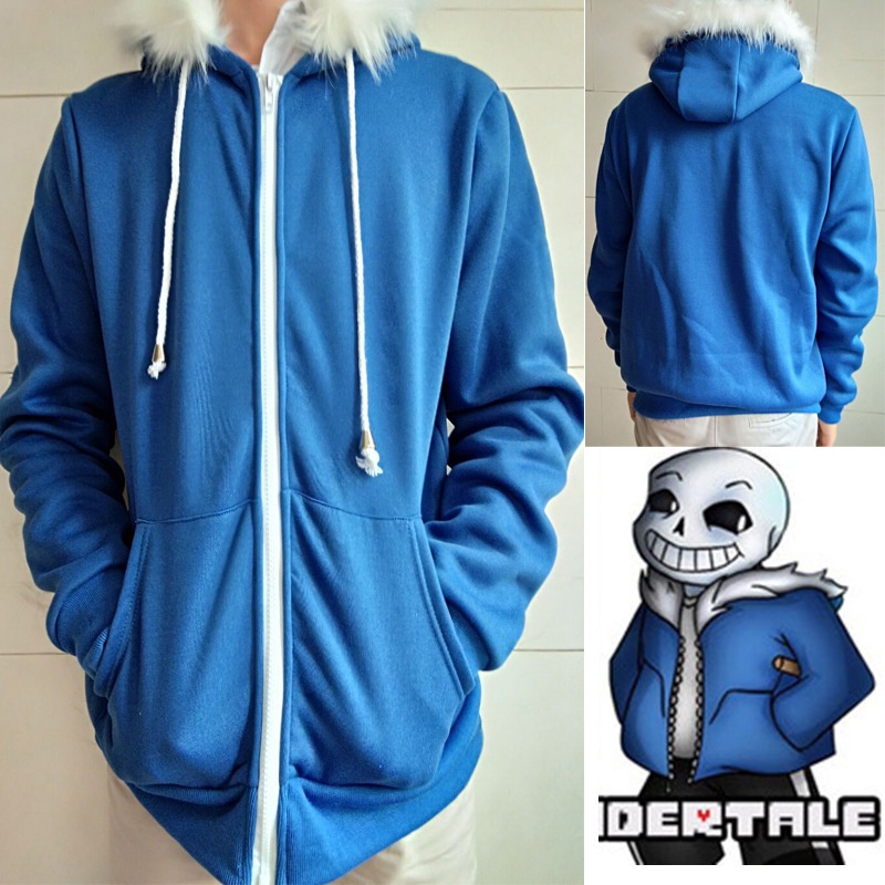 (Ready to Ship) Blue Anime Undertale Sans Hooded Sweatshirt/Jacket ...