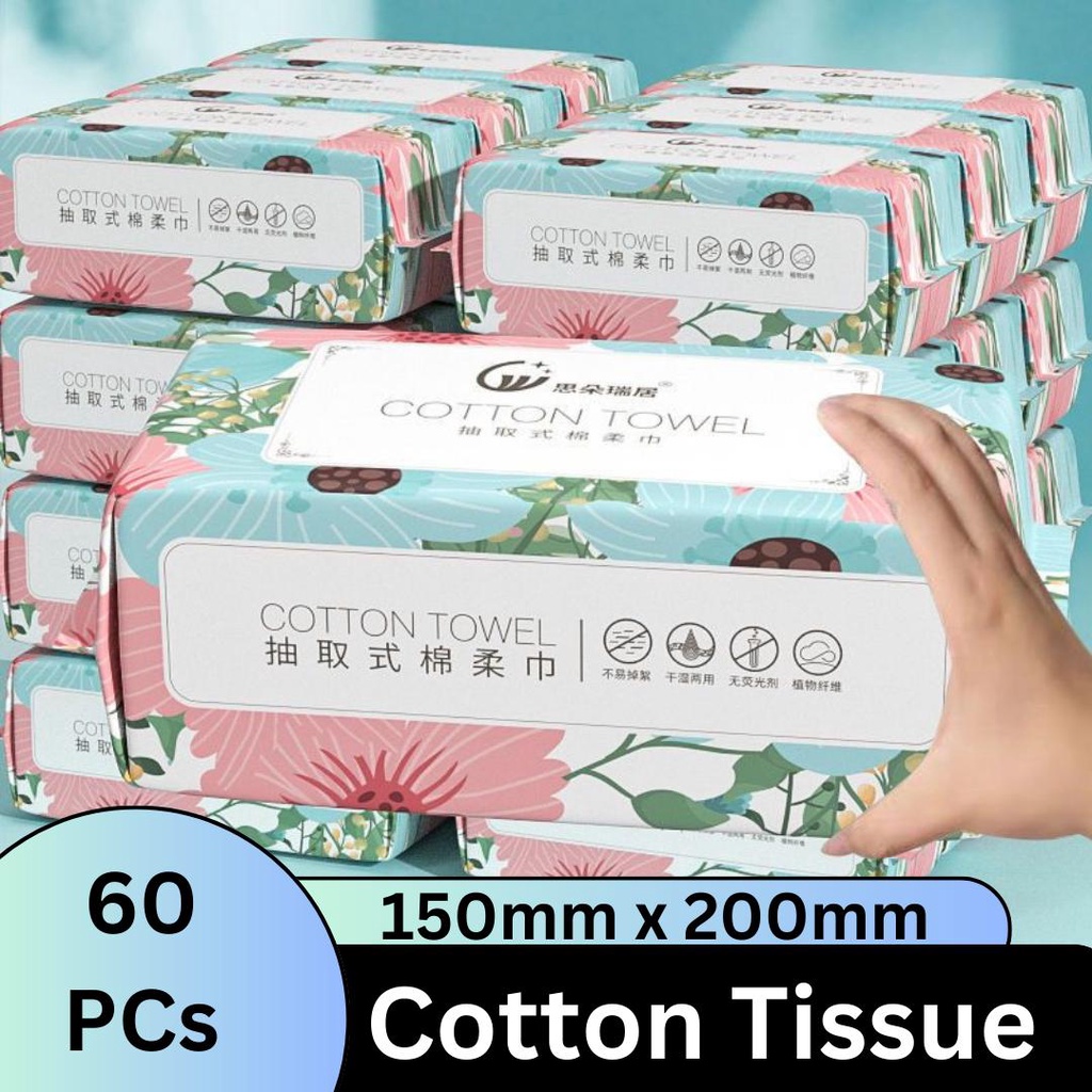 Cotton Tissue Disposable Facial Tissue for Adults and Children Make up ...