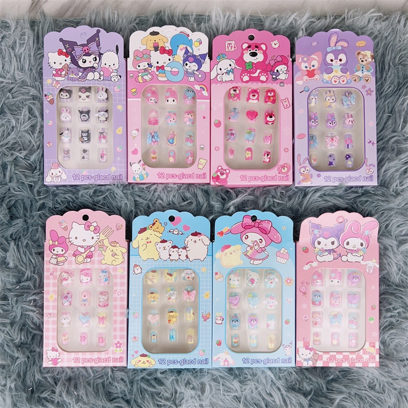Cartoon Sanrio Nail Stickers Children's Manicure Accessories Girl Three ...