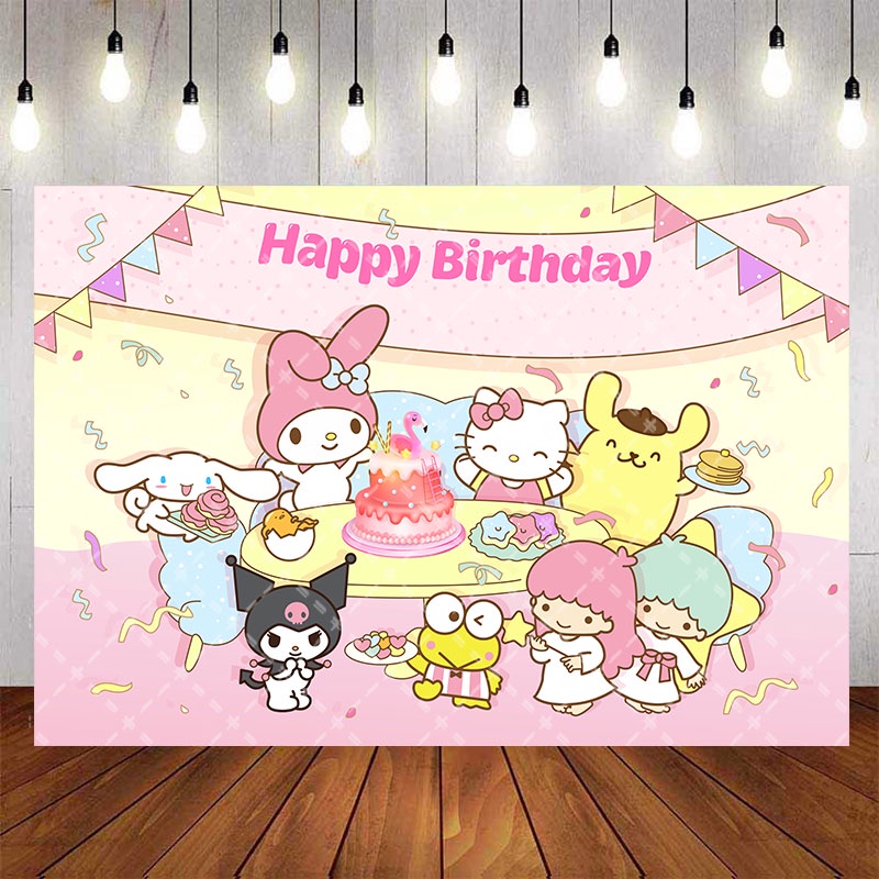 Cute Sanrio Melody and Friends Birthday Backdrop For Photography Baby ...
