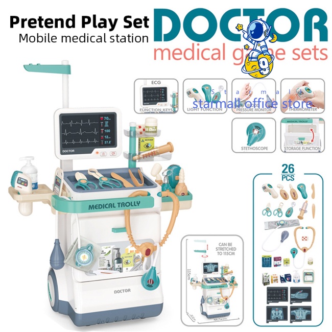 MY Ready stock 26pcs Doctor Kit For Kids Pretend Medical Station Set ...