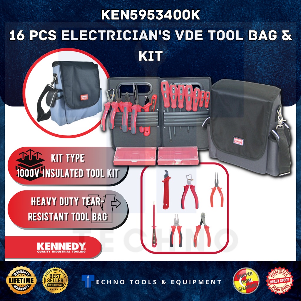 KENNEDY KEN5953400K 16 Piece Electrician's VDE Tool Bag & Kit 100% NEW ...