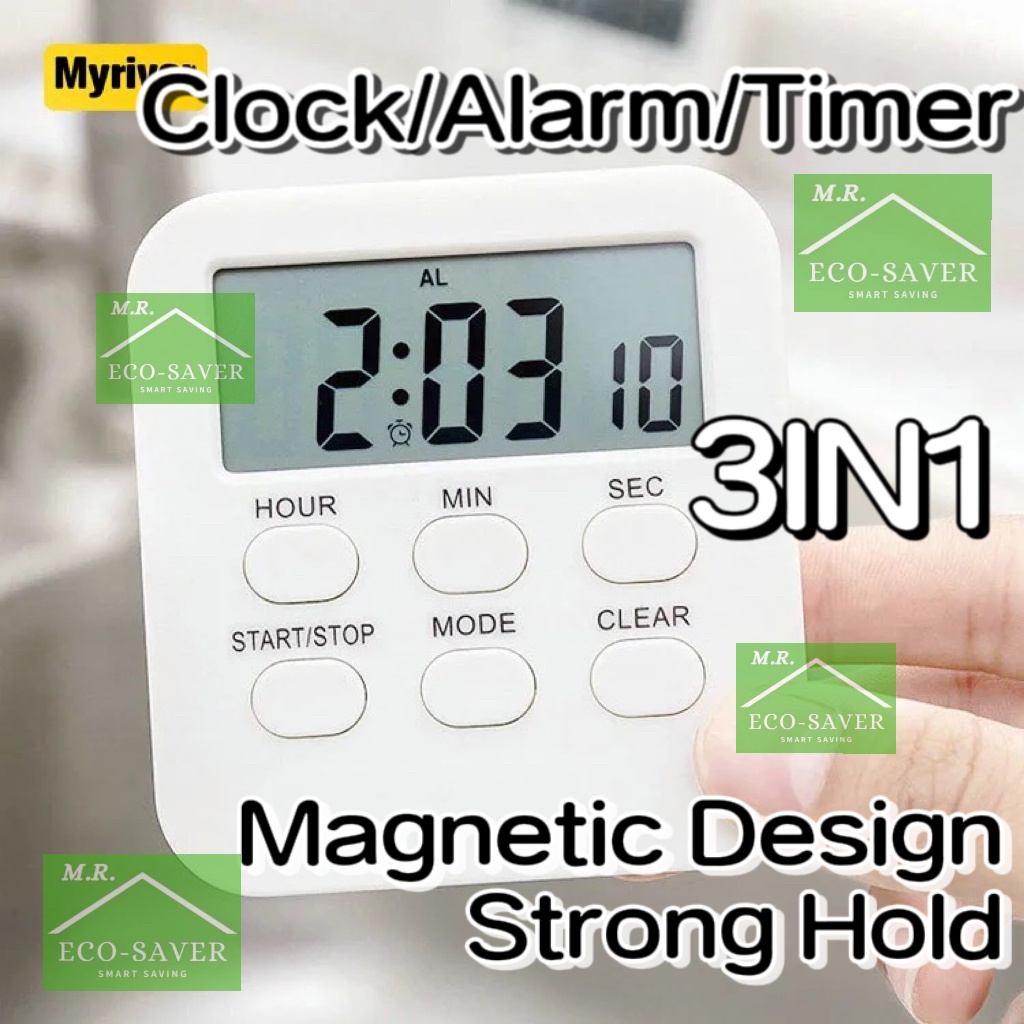 3IN1 Multifunction Alarm Timer Clock Countdown Strong Magnetic Backing ...