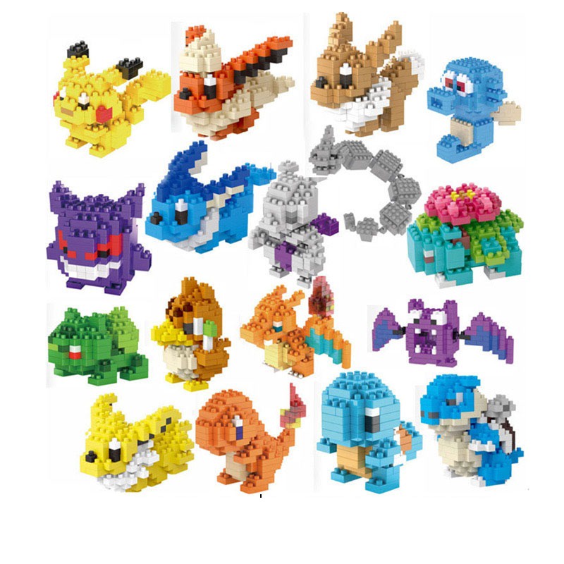 Pokemon DIY Mini Building Block Pikachu Character Johnny Turtle Model ...
