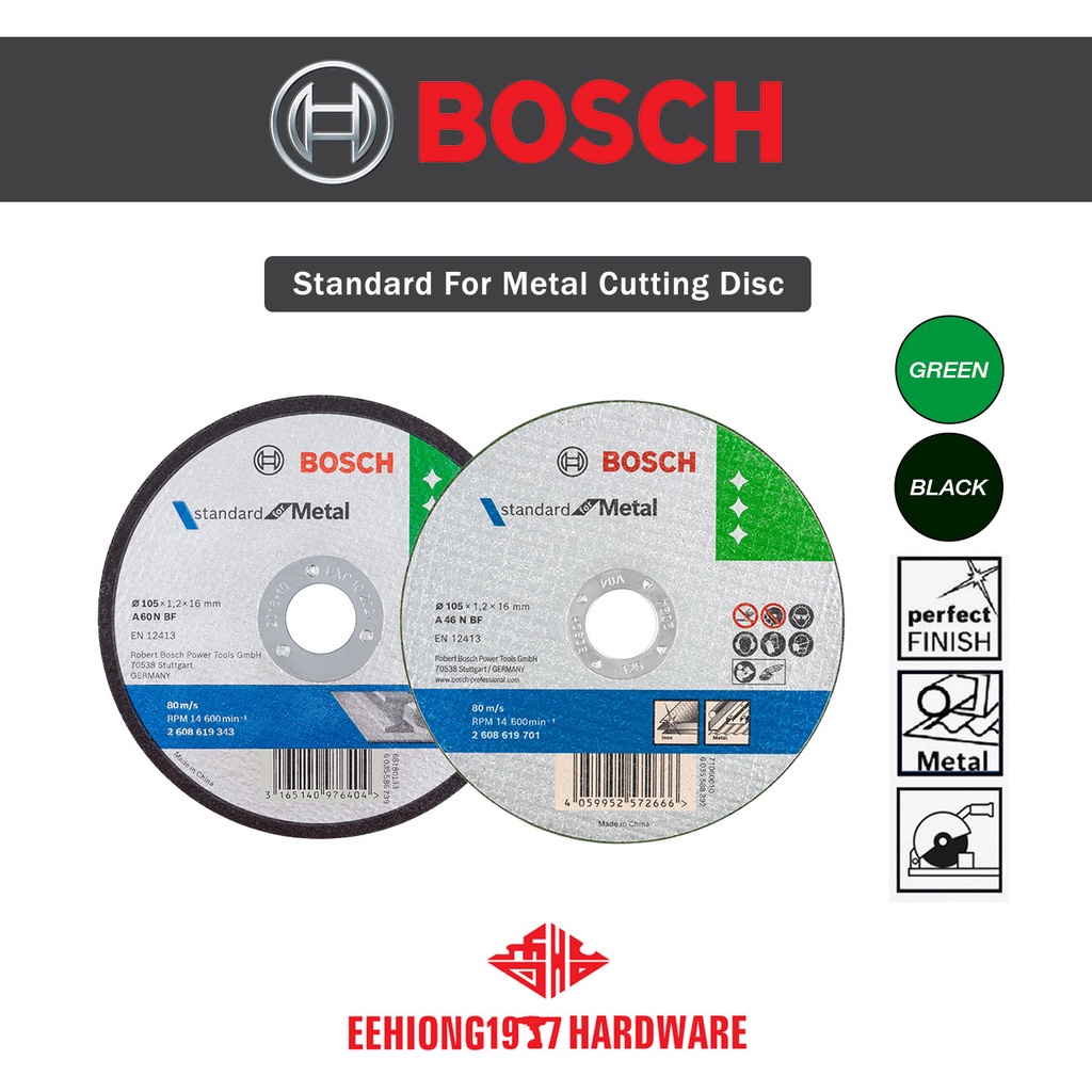BOSCH 4" x 1.2mm x 16mm Standard For Metal Cutting Disc Green Cakera ...