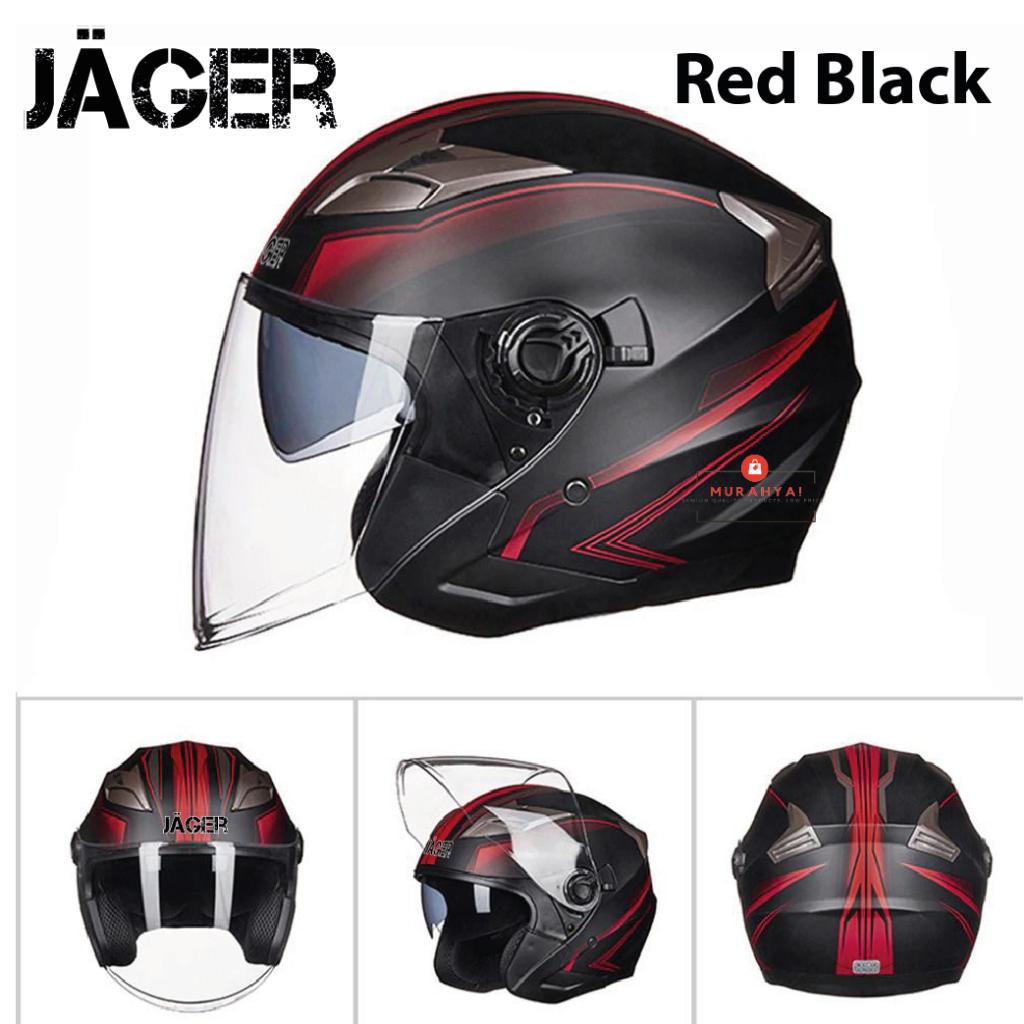 JAGER Helmet motor helmet motorcycle Topi keledar double visor open ...