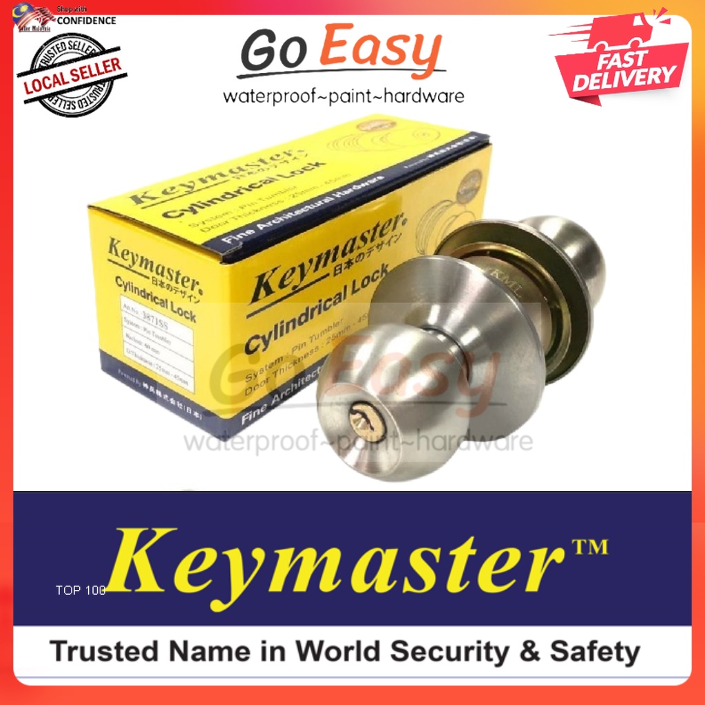 Keymaster Premium Stainless Steel Cylindrical Door Knob Lock Set ...