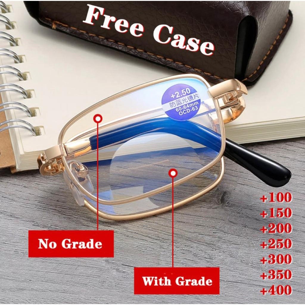HITAM Glasses Plus Nearsighted Reading Lenses Frame Folding Model Black ...