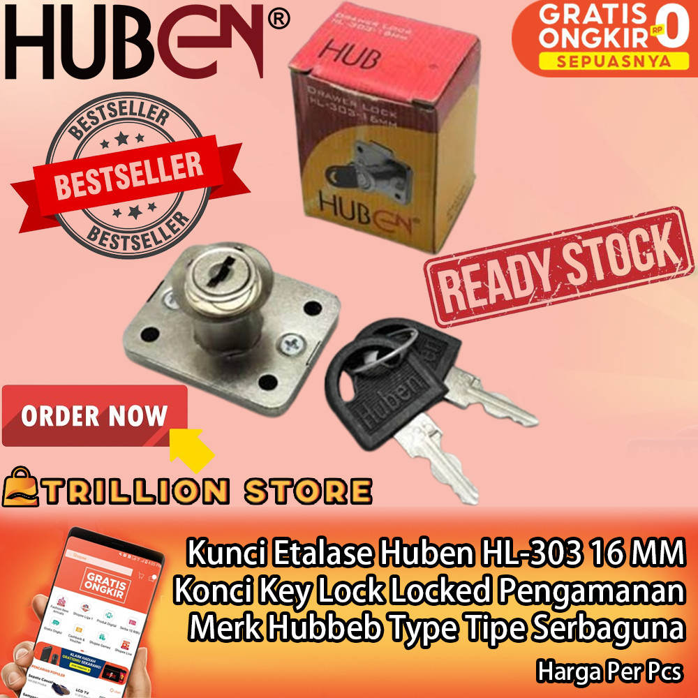 Huben Display Lock Hl-303 16 Mm Safety Tool Cabinet Glass Cupboard ...