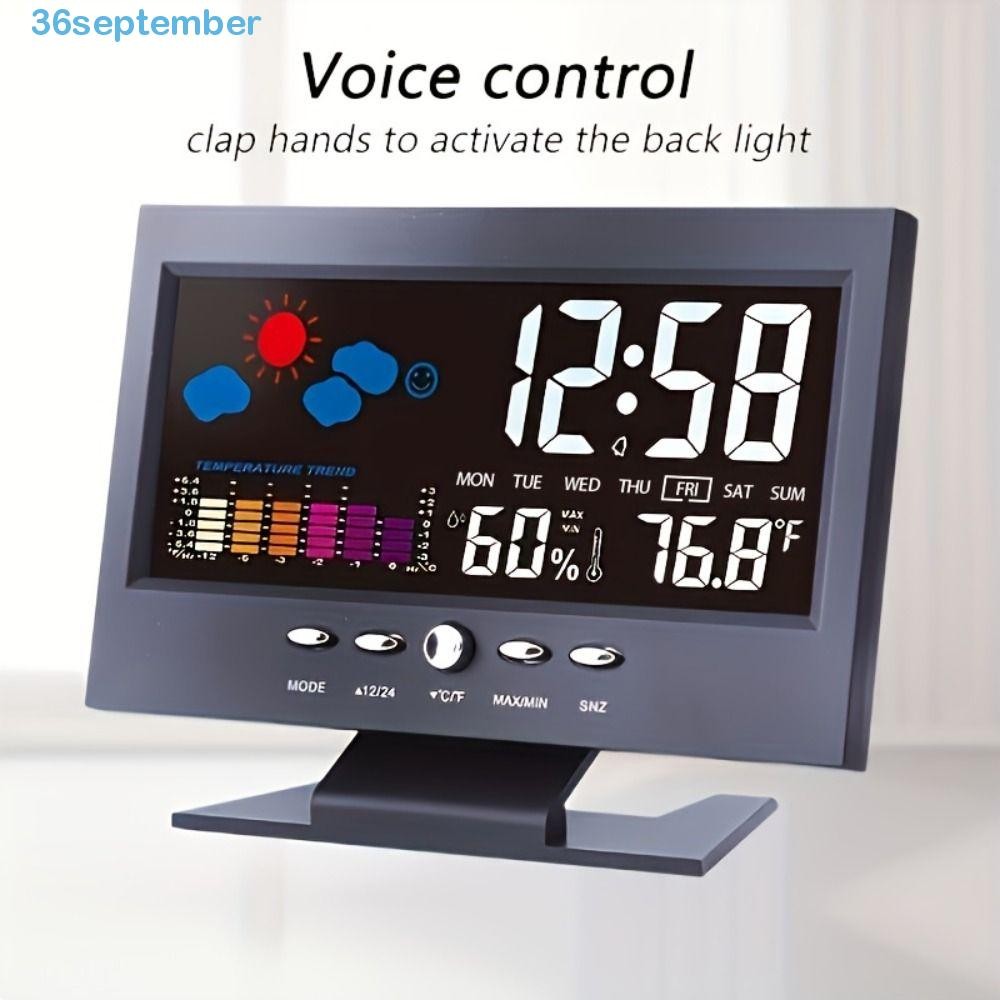 SEPTEMBER LED Weather Clock, Perpetual Calendar Color Screen Electronic ...
