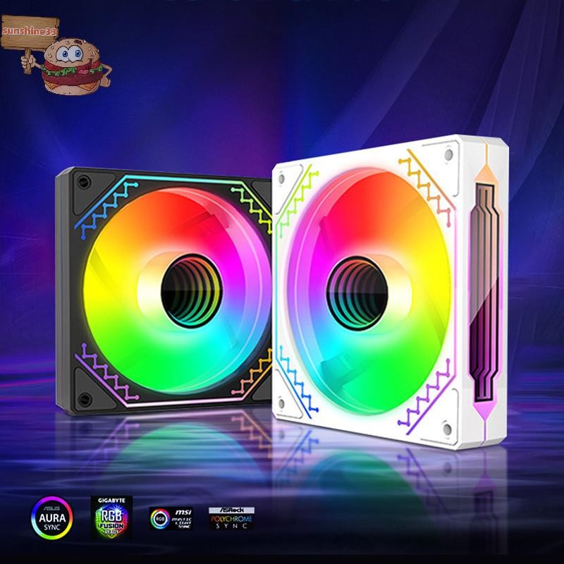 sun 12cm ARGB Computer Case Mute Fans PC Tower Silent Air Cooler PWM ...